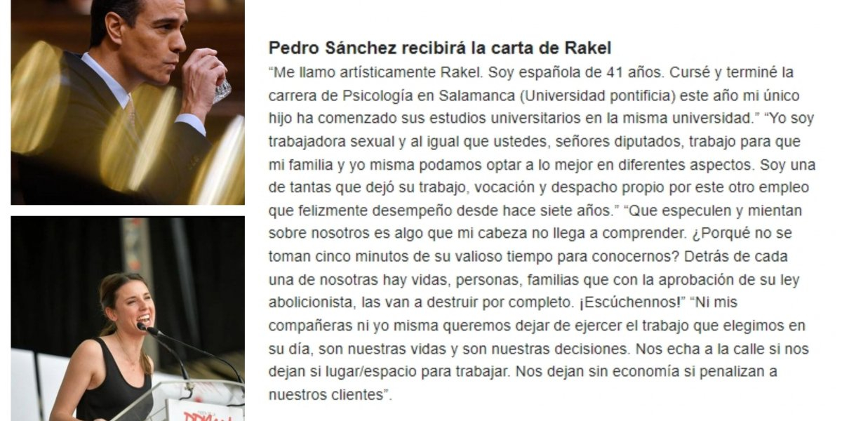 La prostituta Rakel escribe una carta al presidente del G...